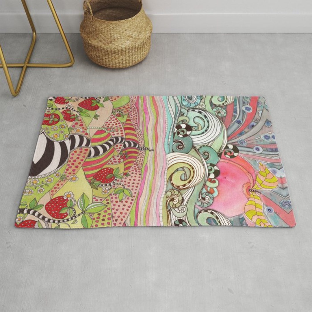 Colorful Strawberry Fields Ocean Area Rug Carpet Artist Area Art Rugs ...