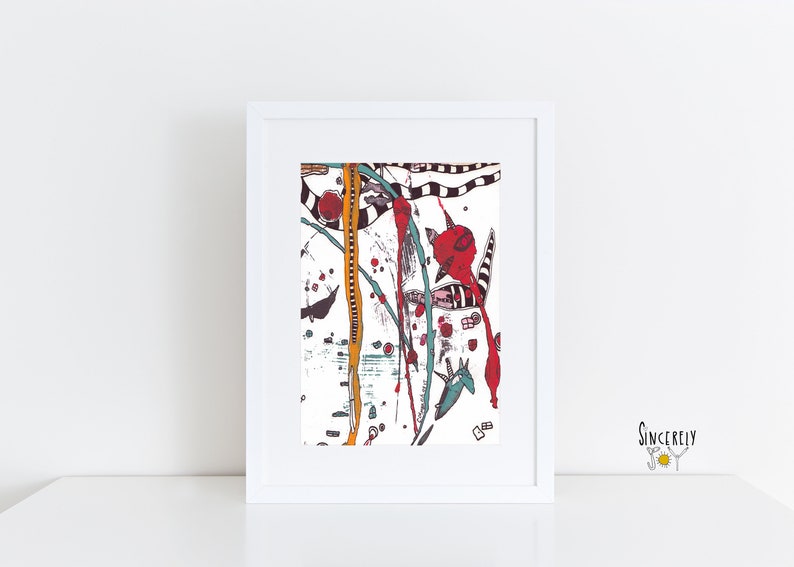 Original Red Abstract Art Print Download Scrapbooking Collage Sheets ...