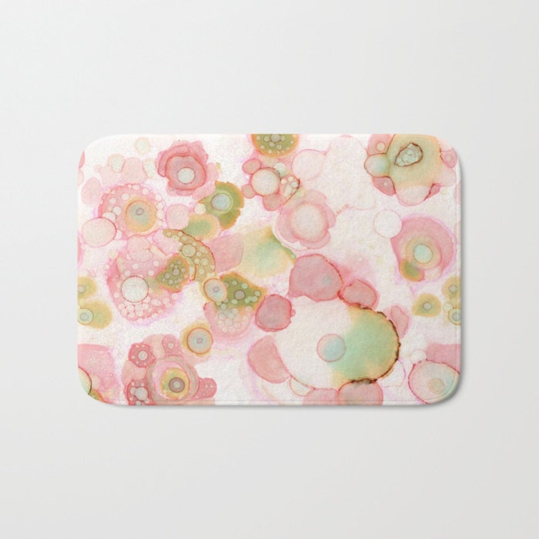 Abstract Bath Mat Pink Abstract Art Rug Shabby Chic Carpet Bathroom ...