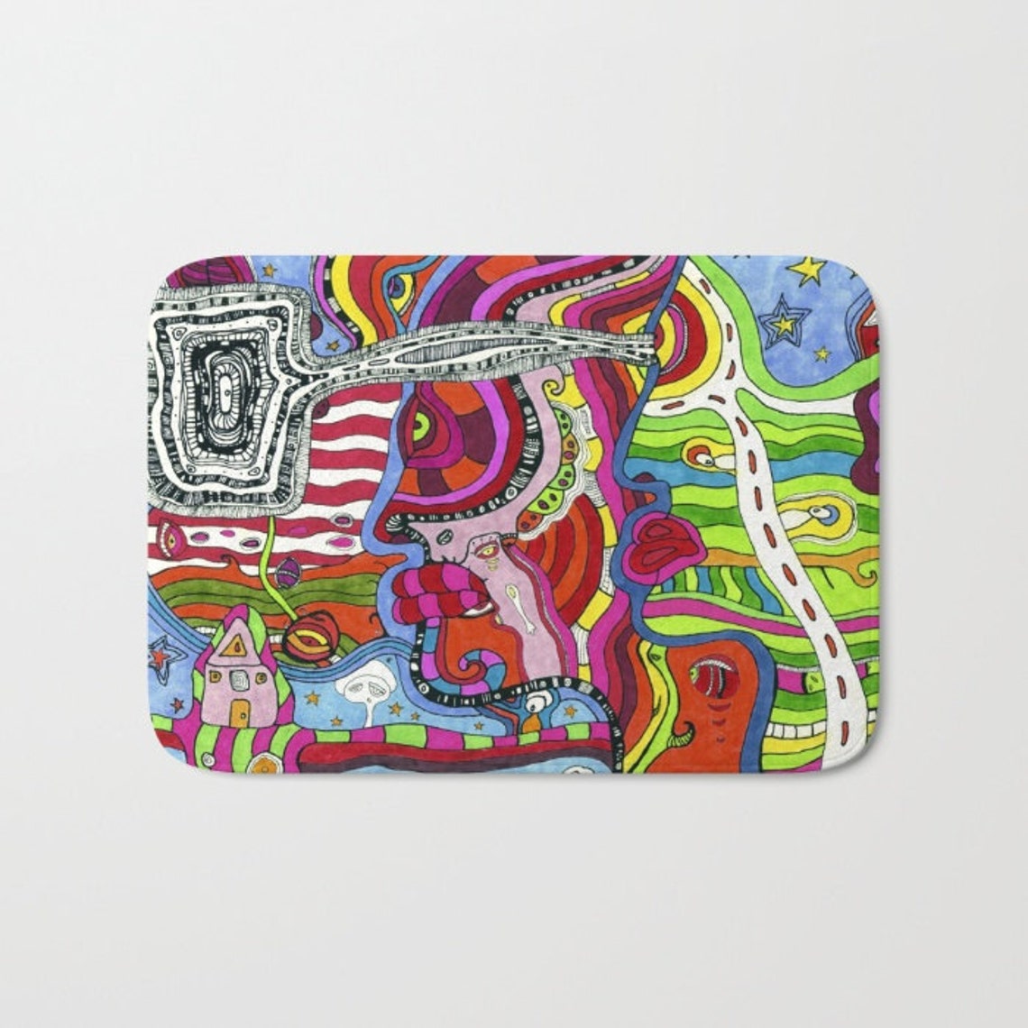 Colorful Psychedelic Mat Abstract Rug Unique Decor Psychedelic - Etsy
