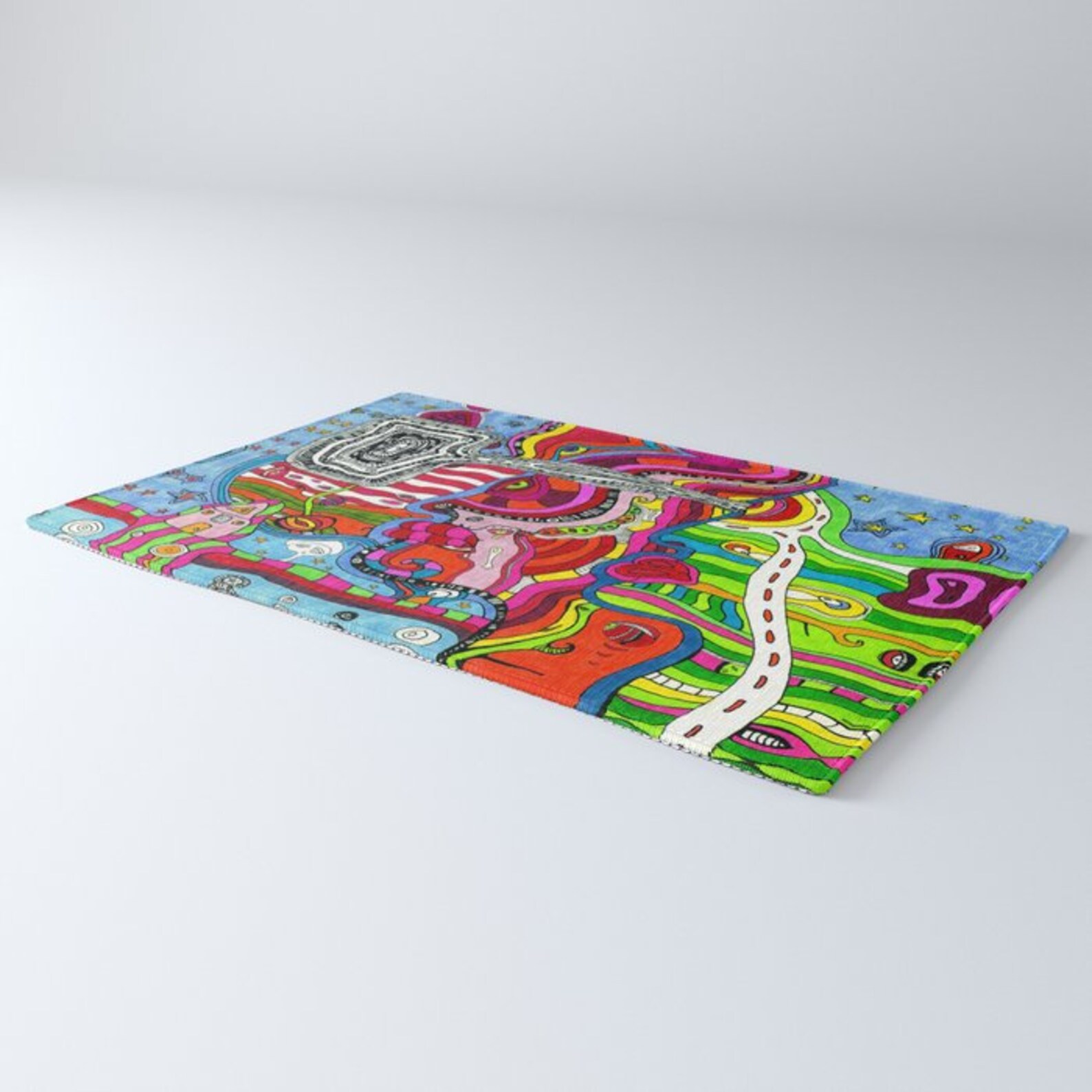 Psychedelic Rug Artist Area Rug Modern Industrial Decor - Etsy