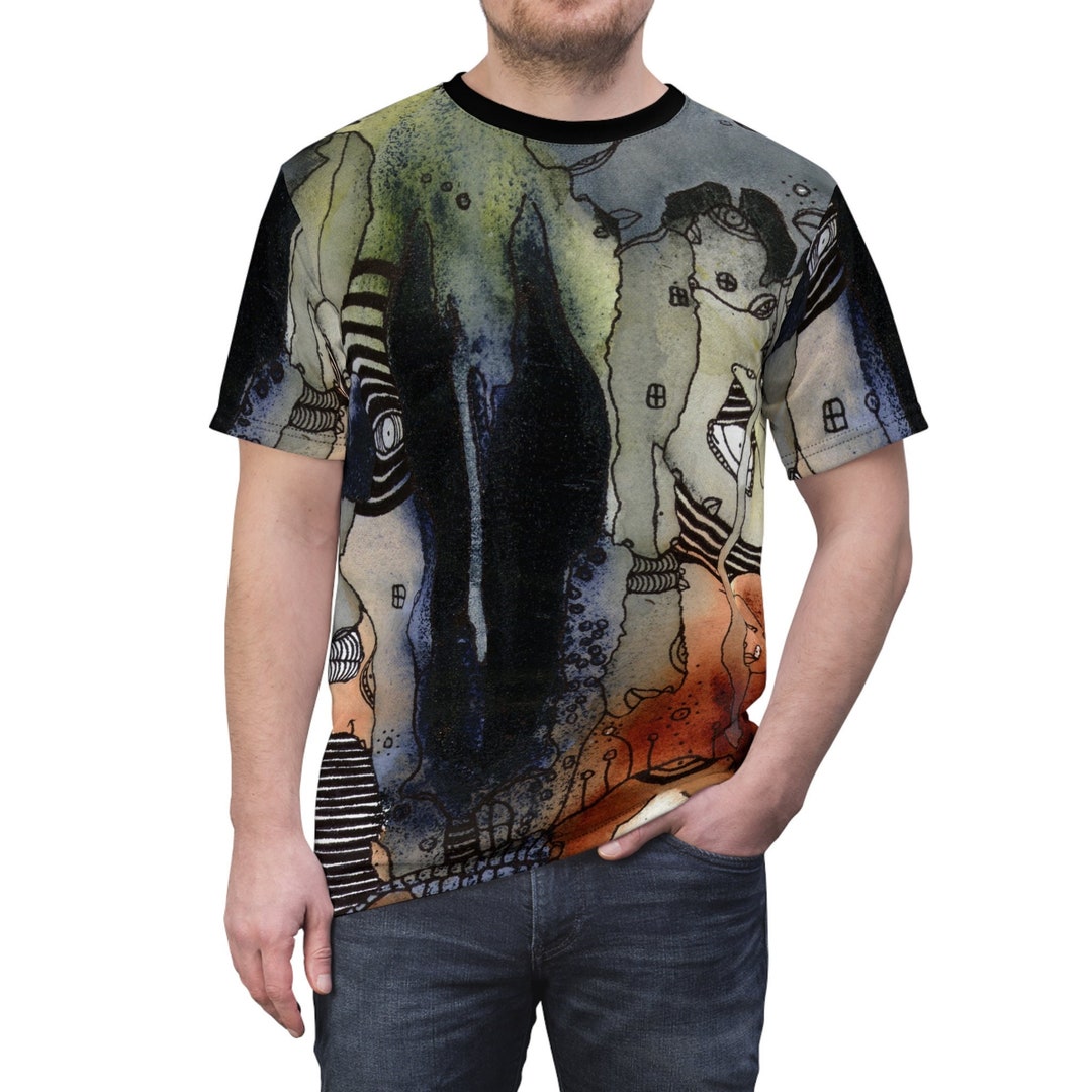T-shirt Unisex Tee (AOP) Original Goth Weird Artwork Dark Tee Shirt ...