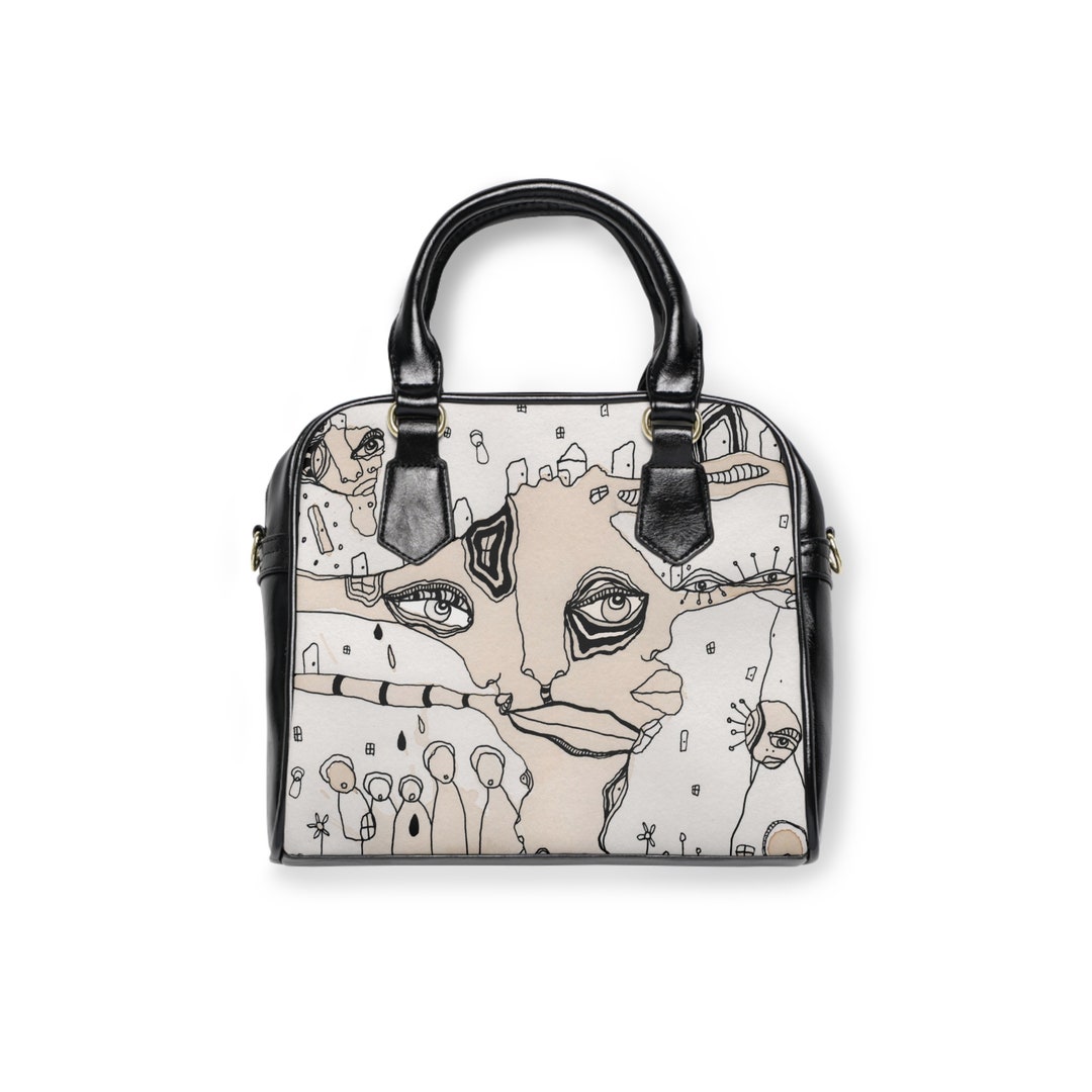Coffee Stained Shoulder Handbag Purse Bag Unusual Design Artwork on ...