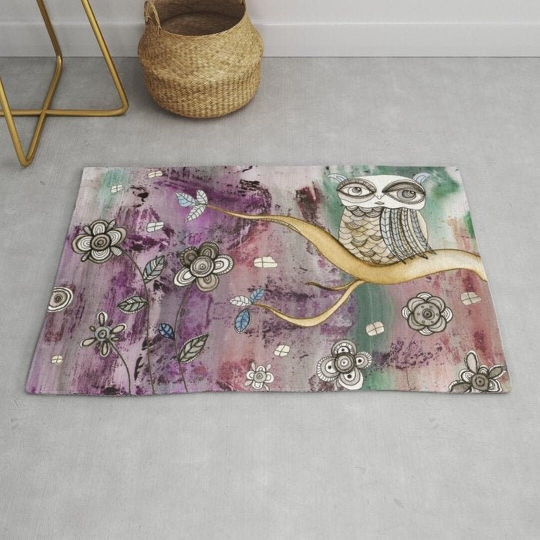 Colorful Owl Carpet Throw Rug Bohemian Style Designer Art for Floors ...