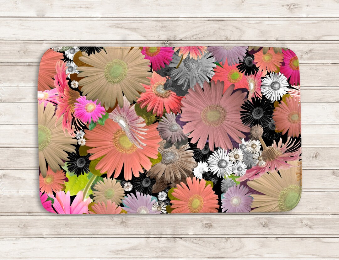 Bath Mat Colorful Bold Abstract Floral Design Theme, Original, Funky ...