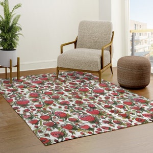 Colorful Strawberry Accent Area Throw Rug Designer Watercolor Artist ...