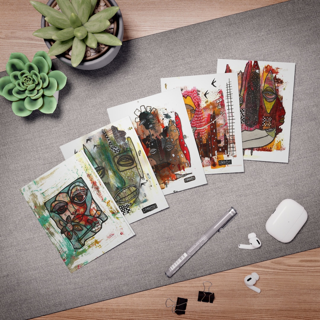 Artist Greeting Cards 5 Pack Set With Envelopes Trippy Intuitive Art ...