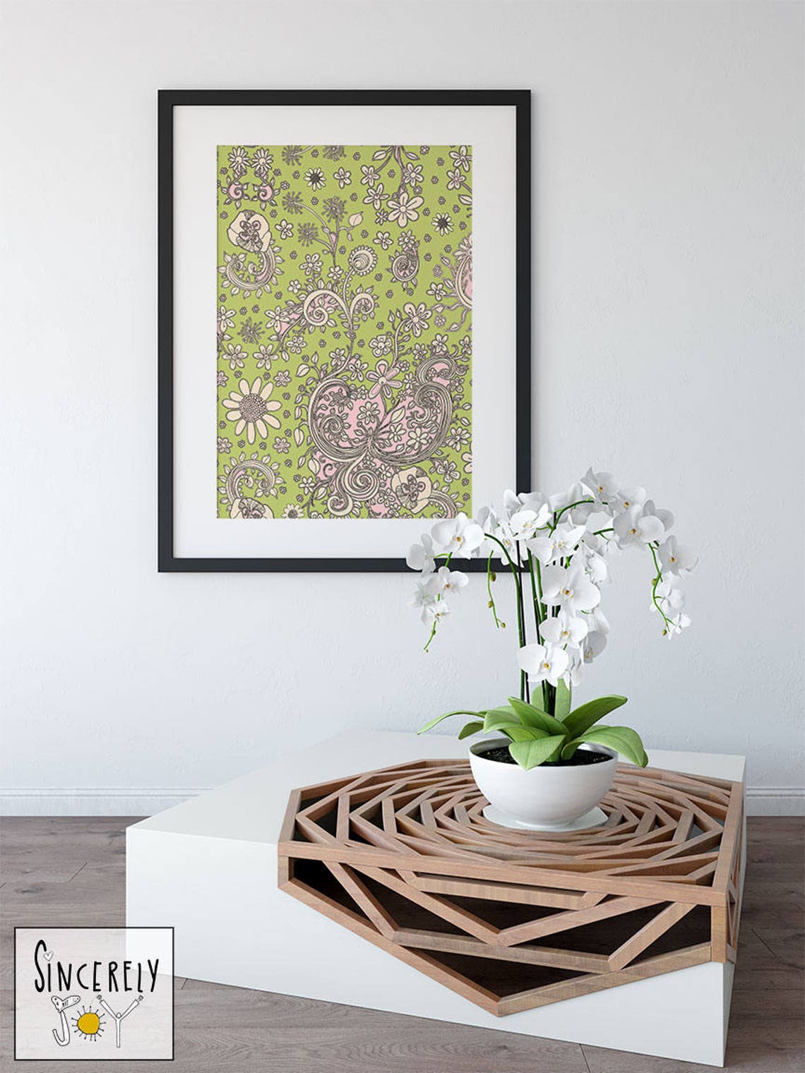 Instant Printable Green Floral Art Print Download Flower Art Shabby ...