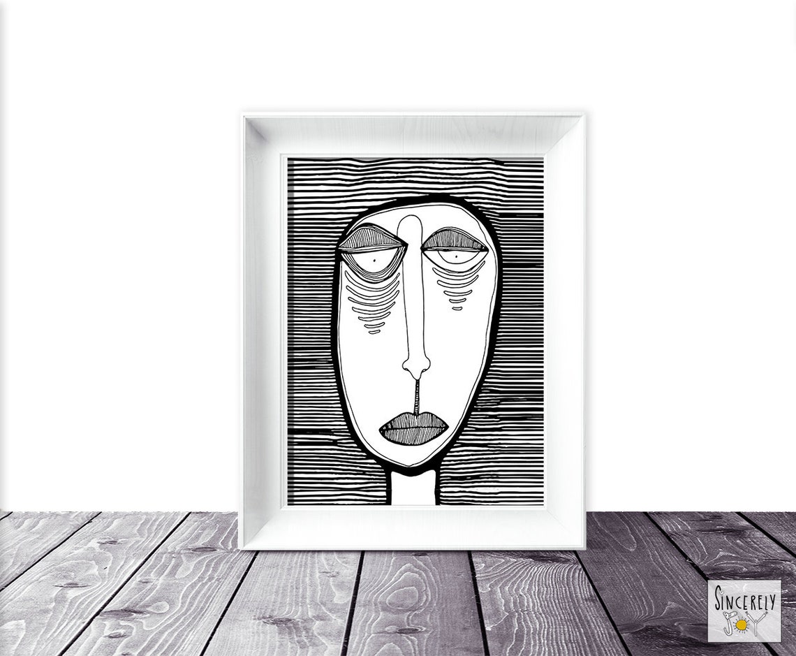 Large Abstract Face Art Ink Illustration Art Print Portrait - Etsy