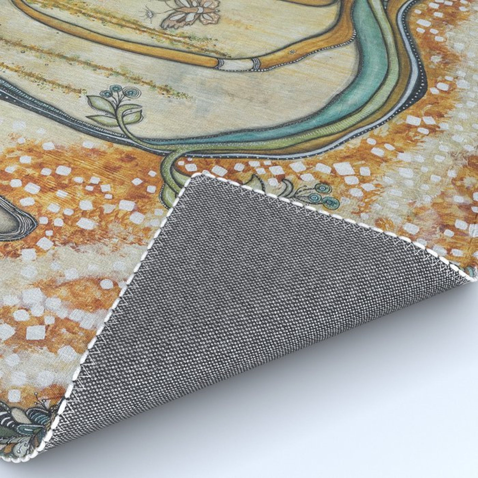 Carpet Area Rug Unique Art Flowers Vines Plant Face Artist - Etsy