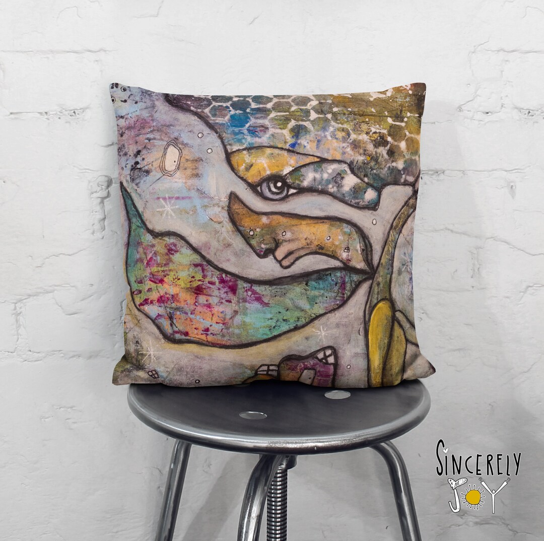 Unique Artist Throw Pillow Cover Winged Creature Art Pillow Unique ...