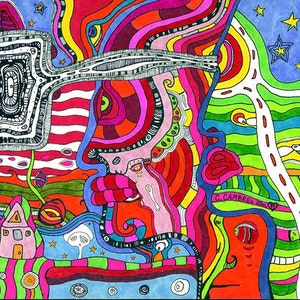 Area Rug Psychedelic Trippy Carpets Colorful Fun Eclectic Outsider Art ...