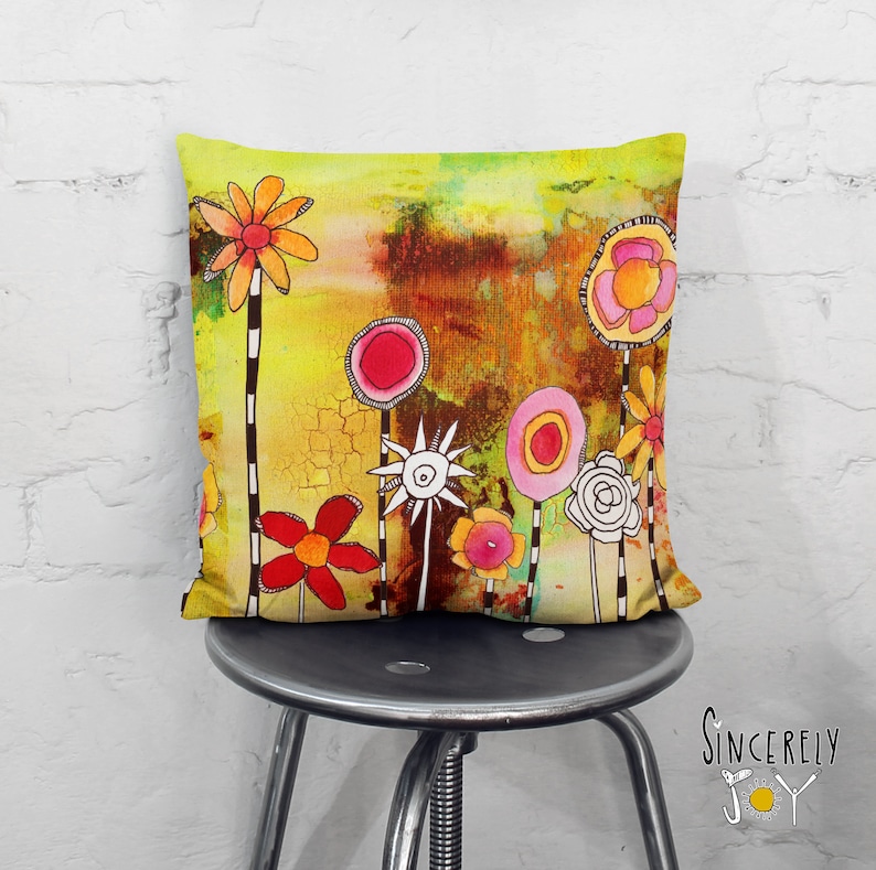 Colorful Outdoor Patio Throw Pillows Floral Flowers Art Outdoor Home ...
