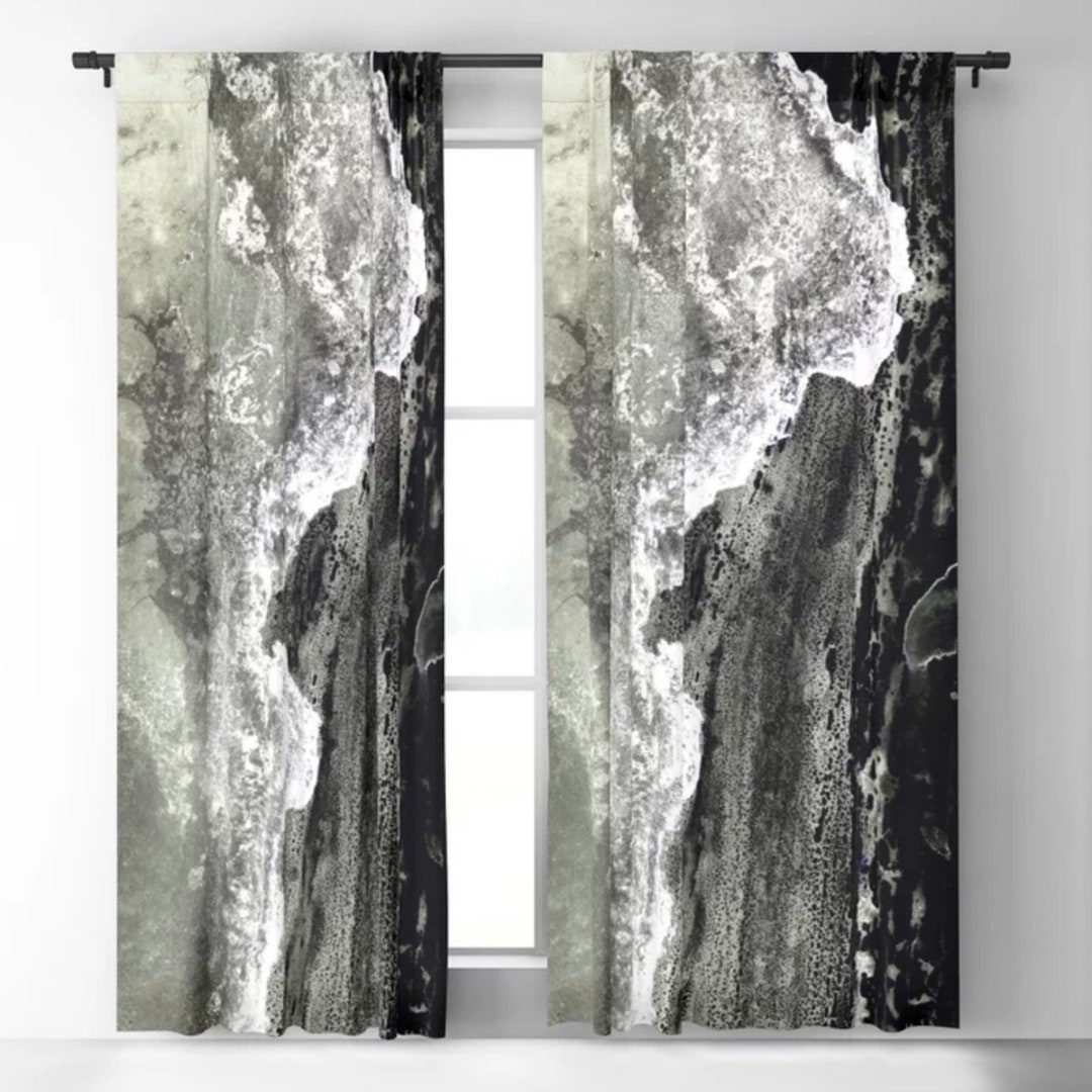 Abstract ART Blackout Sheer Window Curtains Black White Artwork Artist ...