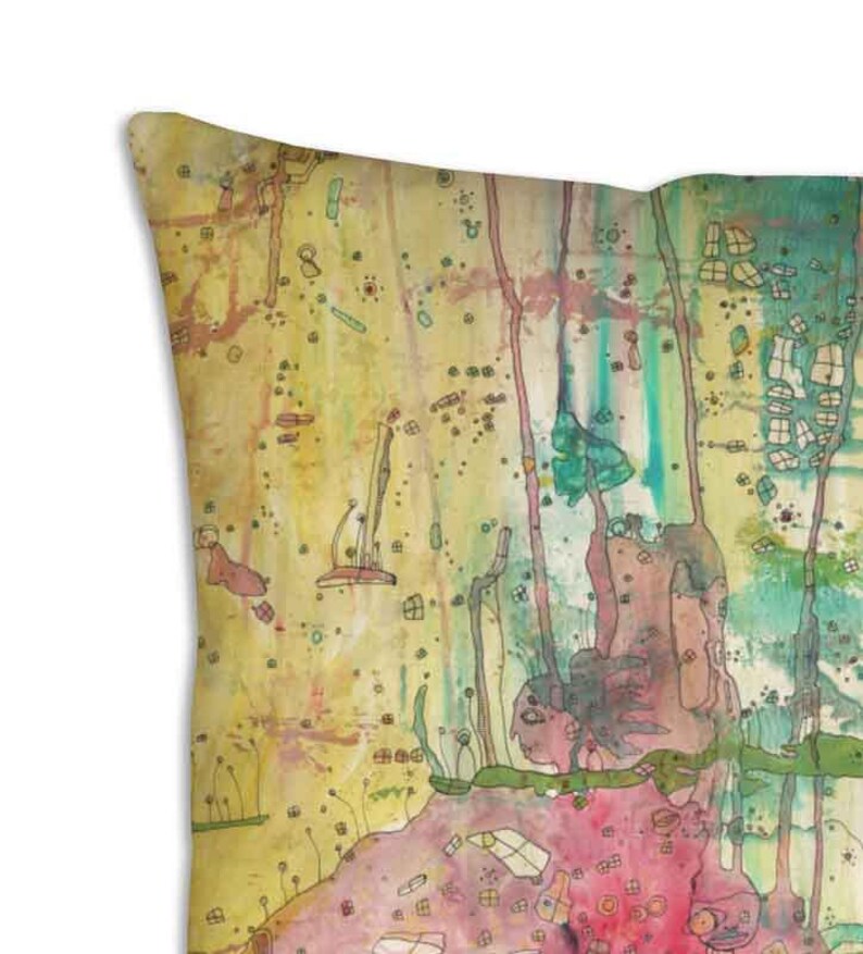 Abstract Watercolor Art Pillow Mixed Media Art Throw Pillow Cover Art ...