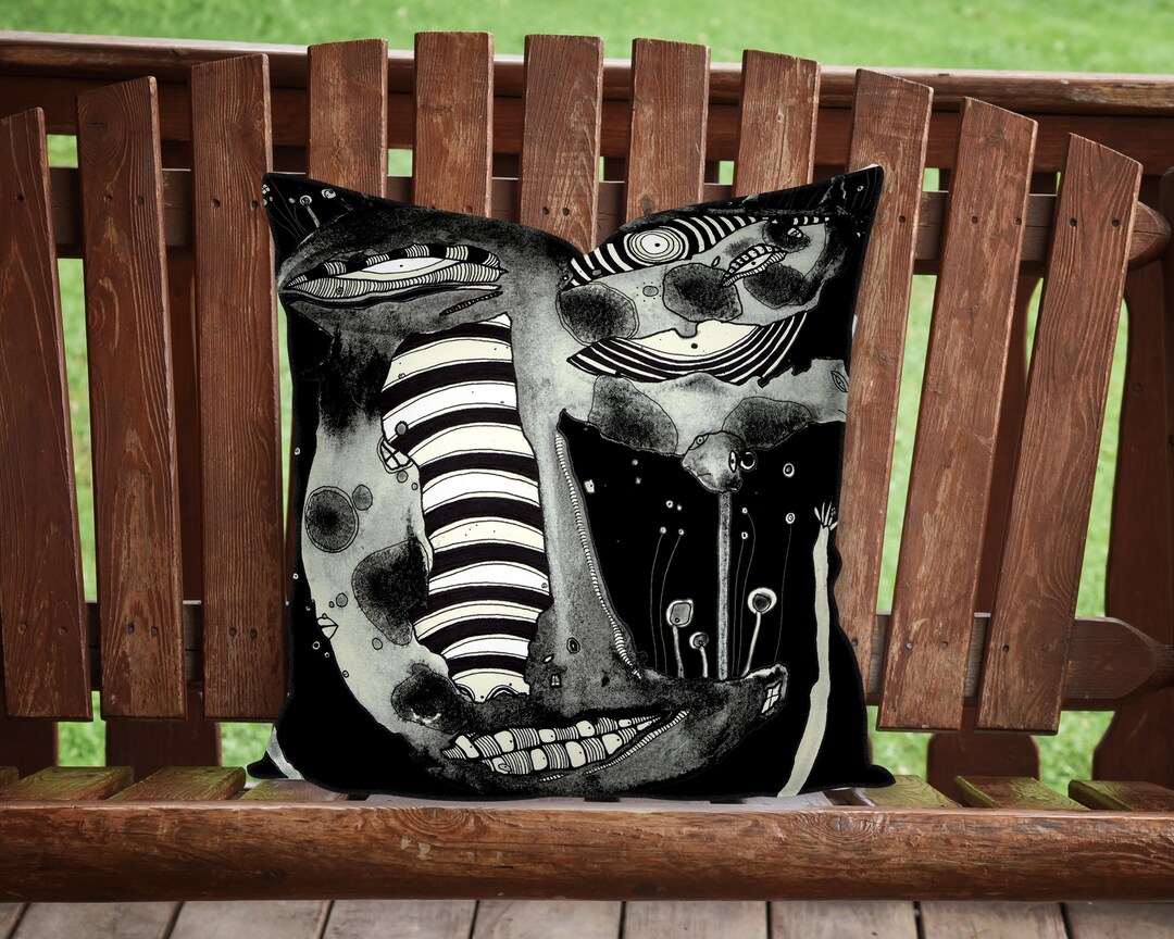 Outdoor Patio Artist Pillows DOUBLE SIDED Artwork - Fun Abstract Art ...