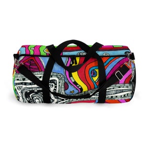 Trippy Duffel Bag Fun Colorful Designer Artwork on Unisex Gym, Travel ...