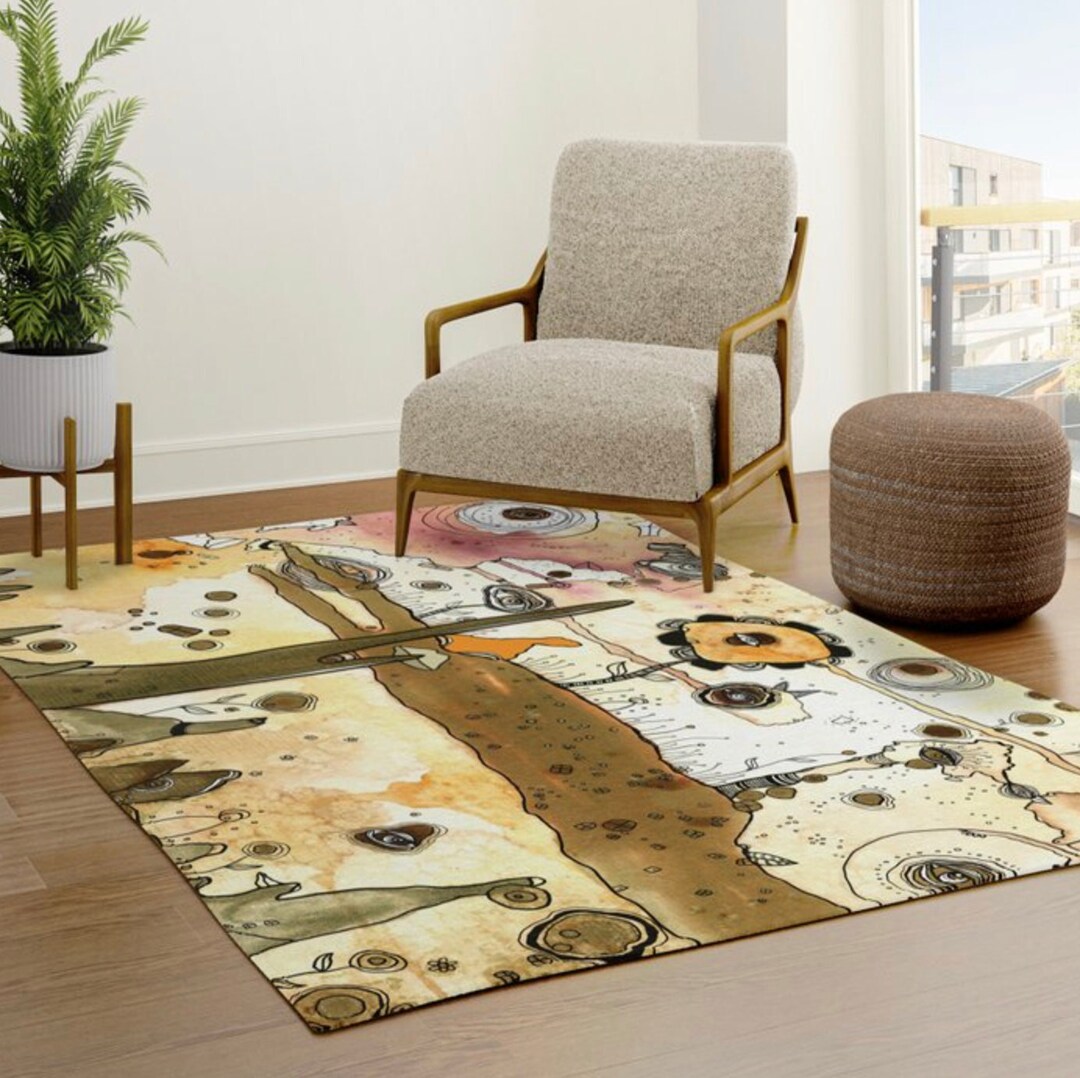 Area Rug Carpets Artist Designed Abstract Throw Rugs Painted Watercolor ...