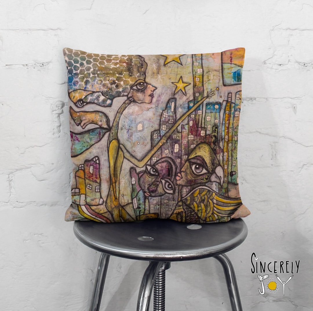 Unique Artist Throw Pillow Psychedelic Face Art Pillow Unique ...