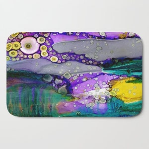 Colorful Purple Abstract Art Microfiber Bath Kitchen Mat Art Bathroom ...
