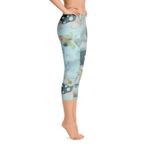 Organic Abstract Capri Yoga Leggings Capri Legging Art Abstract ...