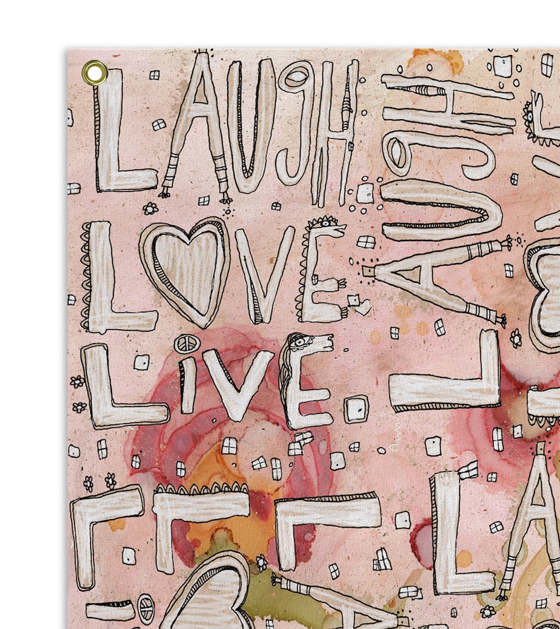 Laugh Love Live Tapestry Inspirational Art Boho Tapestry Abstract Art ...