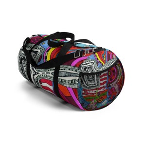 Trippy Duffel Bag Fun Colorful Designer Artwork on Unisex Gym, Travel ...