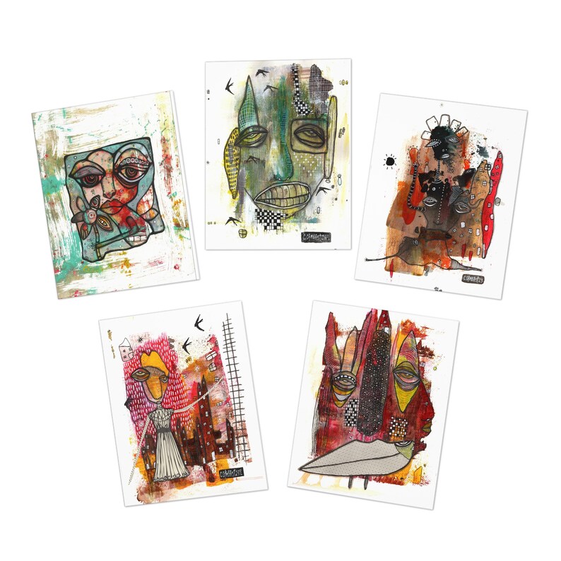 Artist Greeting Cards 5 Pack Set With Envelopes Trippy Intuitive Art ...