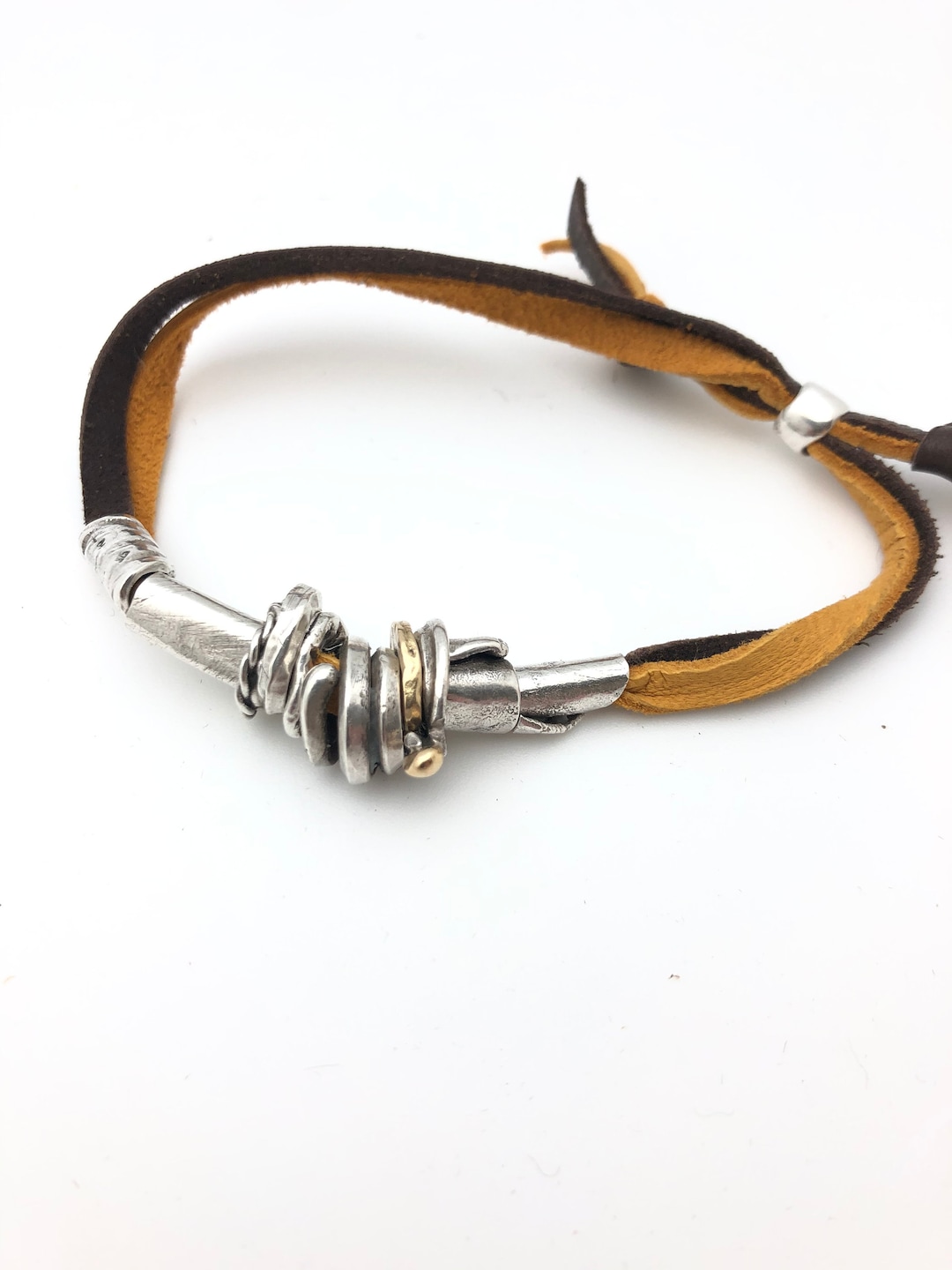 Sterling and 14k Gold Slider Beads on Deerskin Leather - Etsy