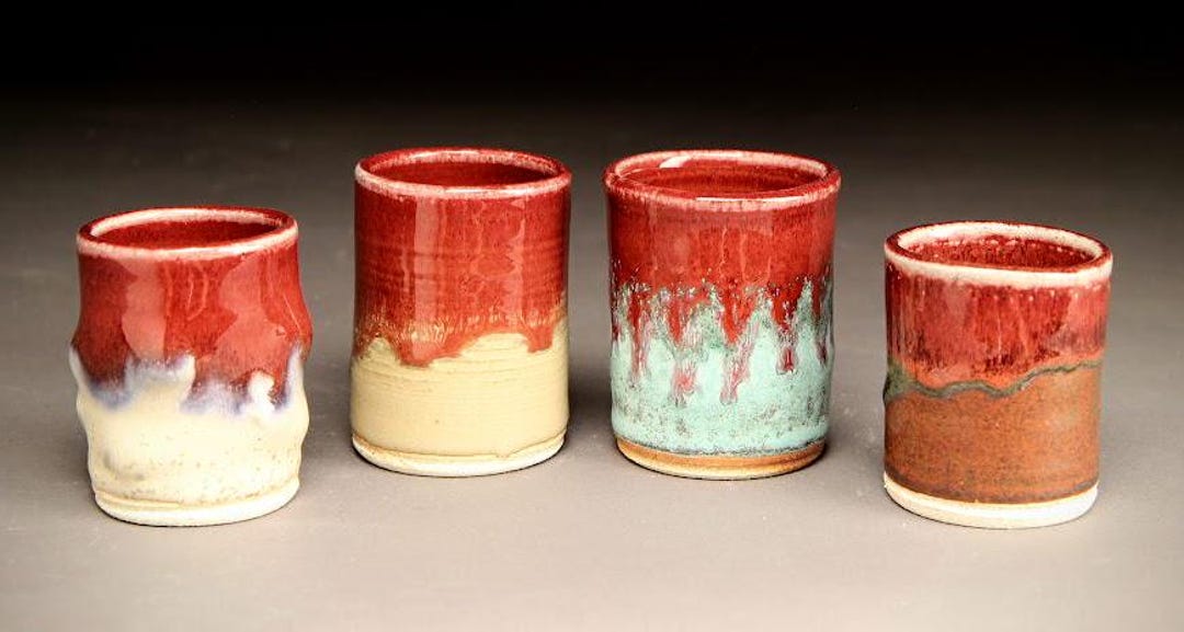 Handmade Set of 4 Ceramic Shot Glass/espresso Cup/mug Gift Set; Pottery ...