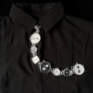 Steampunk Watch Necktie,black and White Gothic Jewelry,artistic ...