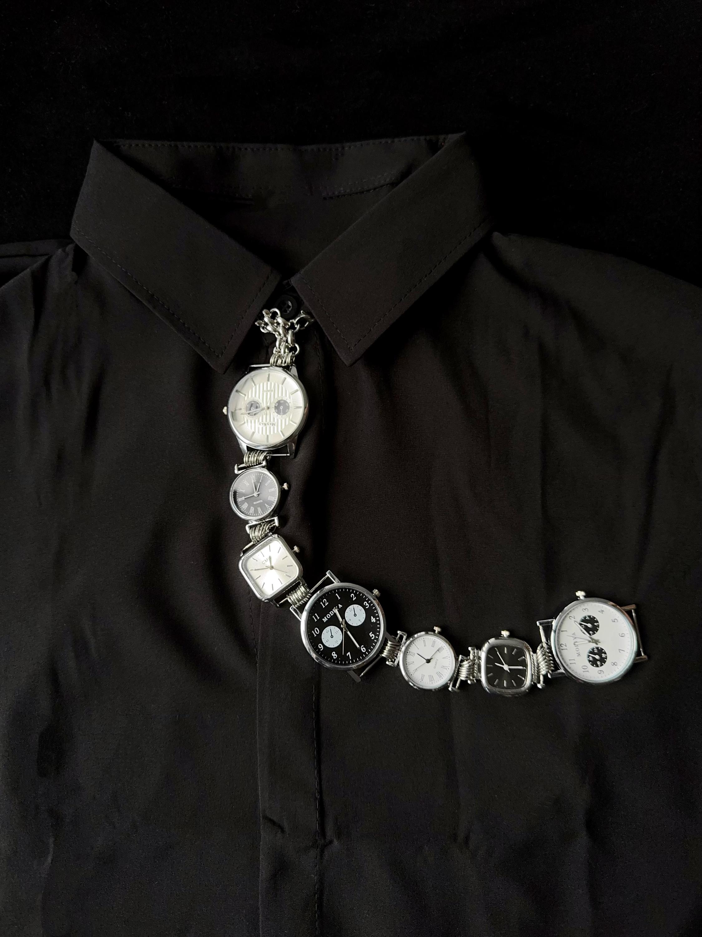 Steampunk Watch Necktie,black and White Gothic Jewelry,artistic ...