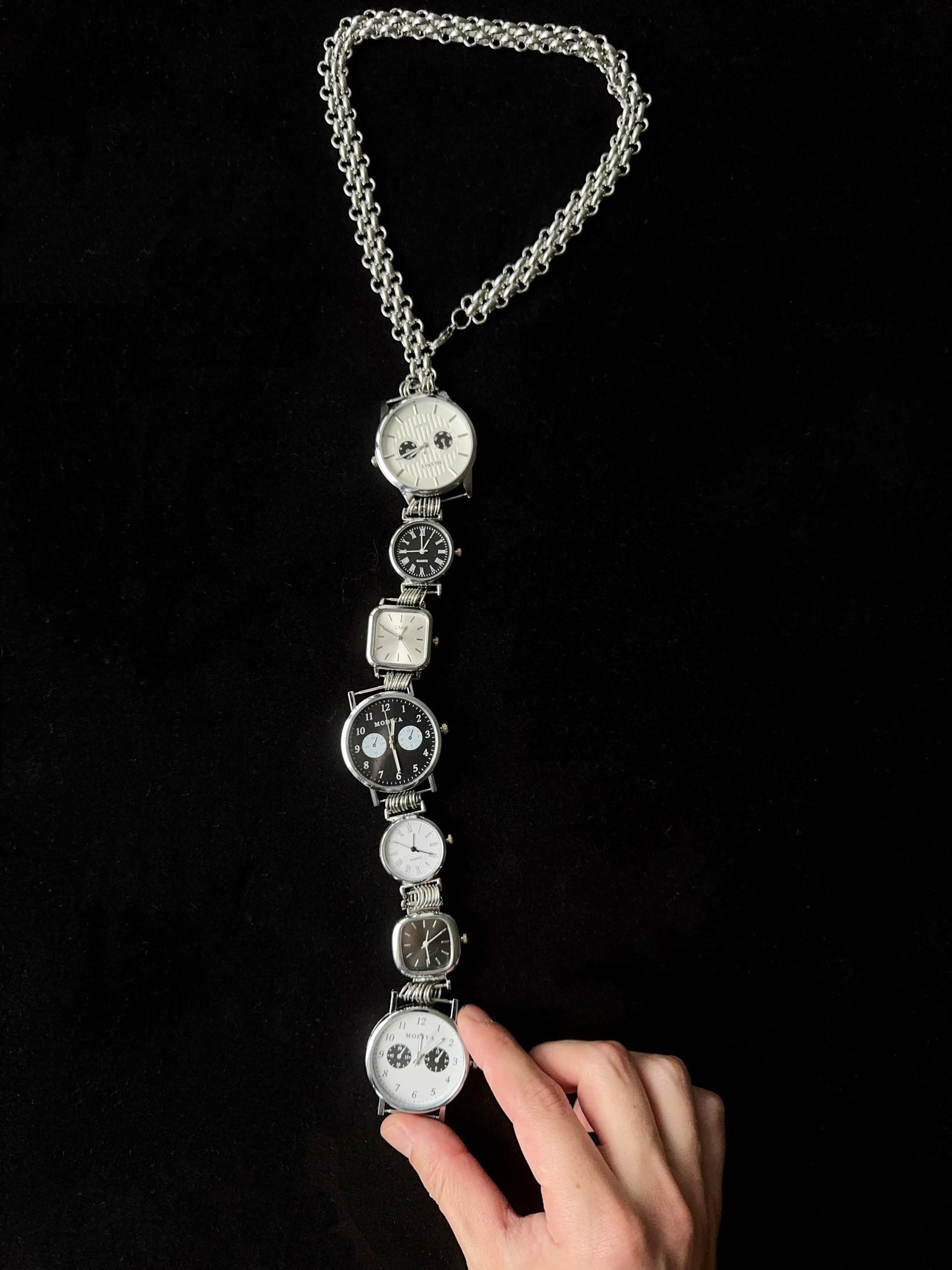Steampunk Watch Necktie,black and White Gothic Jewelry,artistic ...