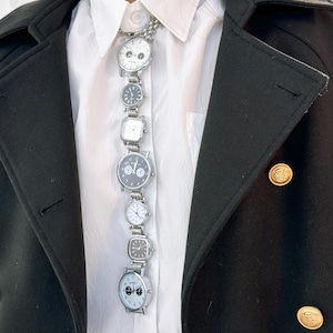 Steampunk Watch Necktie,black and White Gothic Jewelry,artistic ...