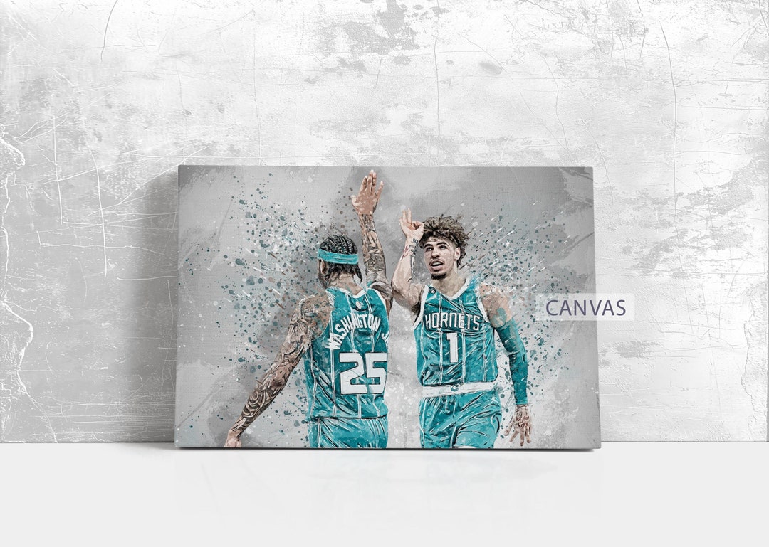 Lamelo Ball Framed Canvas Print Charlotte Hornets Poster Basketball ...