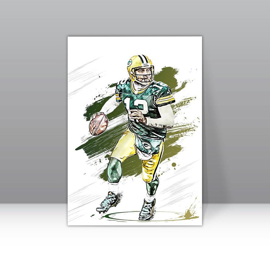 Aaron Rodgers Poster Green Bay Packers Wall Art Print Football Player ...
