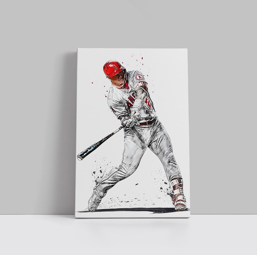 Mike Trout Poster Los Angeles Angels Wall Art Print Baseball Sports ...
