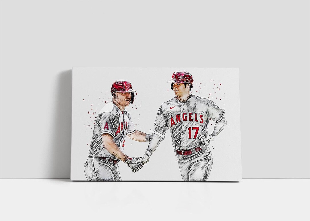 Mike Trout Poster Los Angeles Angels Wall Art Print Baseball Sports ...