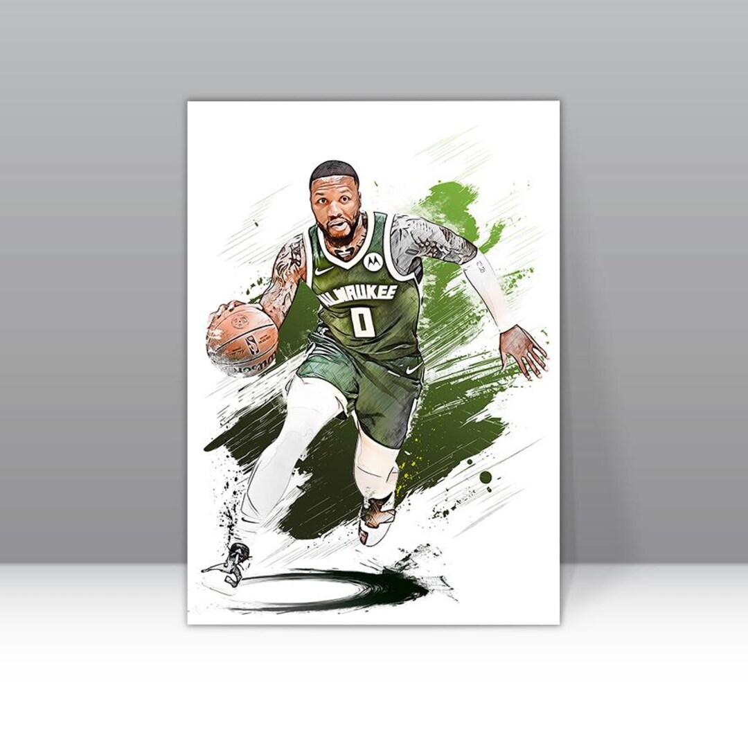 Damian Lillard Poster Milwaukee Bucks Wall Art Print Basketball Sports ...