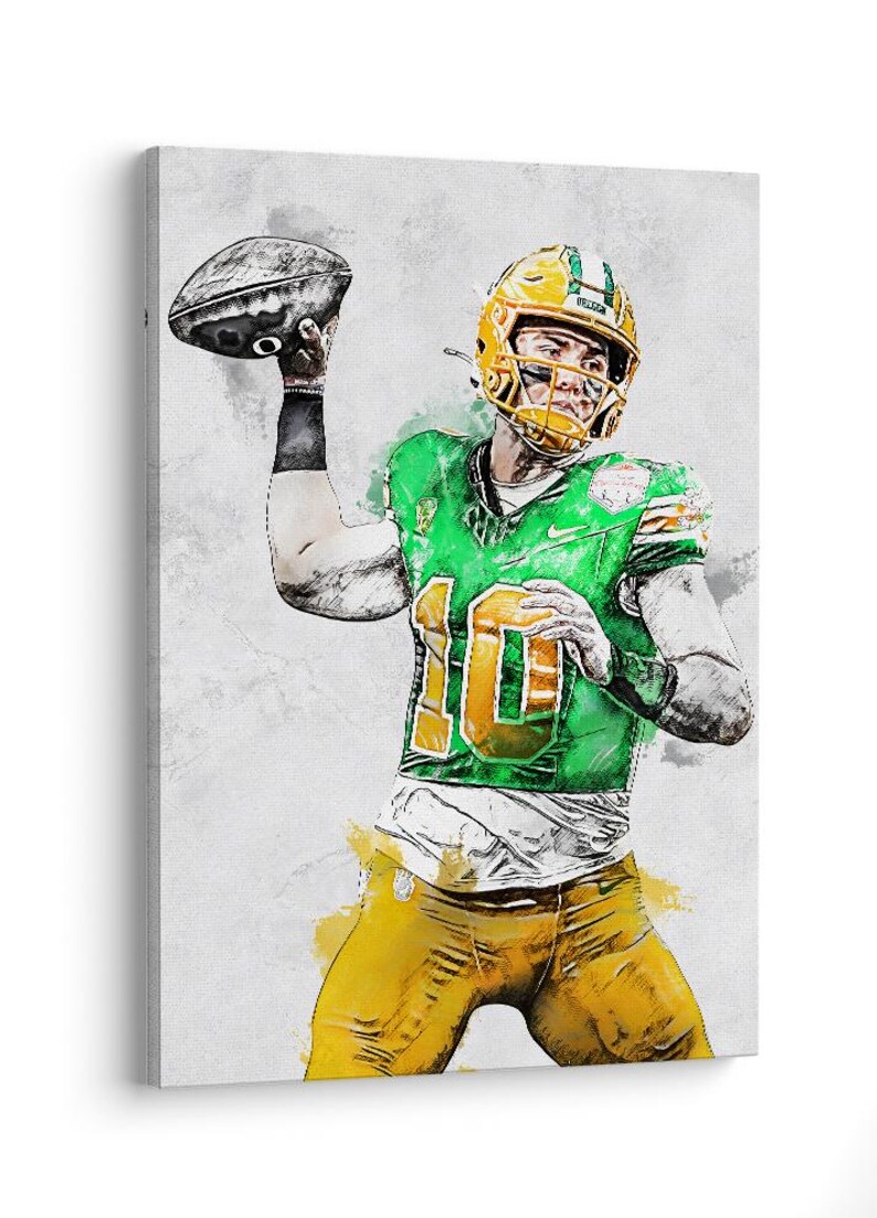 Bo Nix Poster Oregon Ducks Wall Art Print Football Player Sports Canvas ...