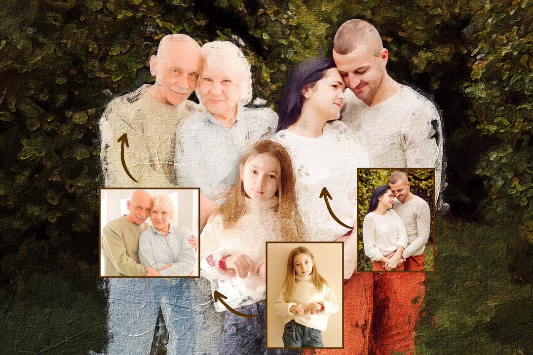Family Three Generations Combine From Multiple Photos, Loved Ones ...