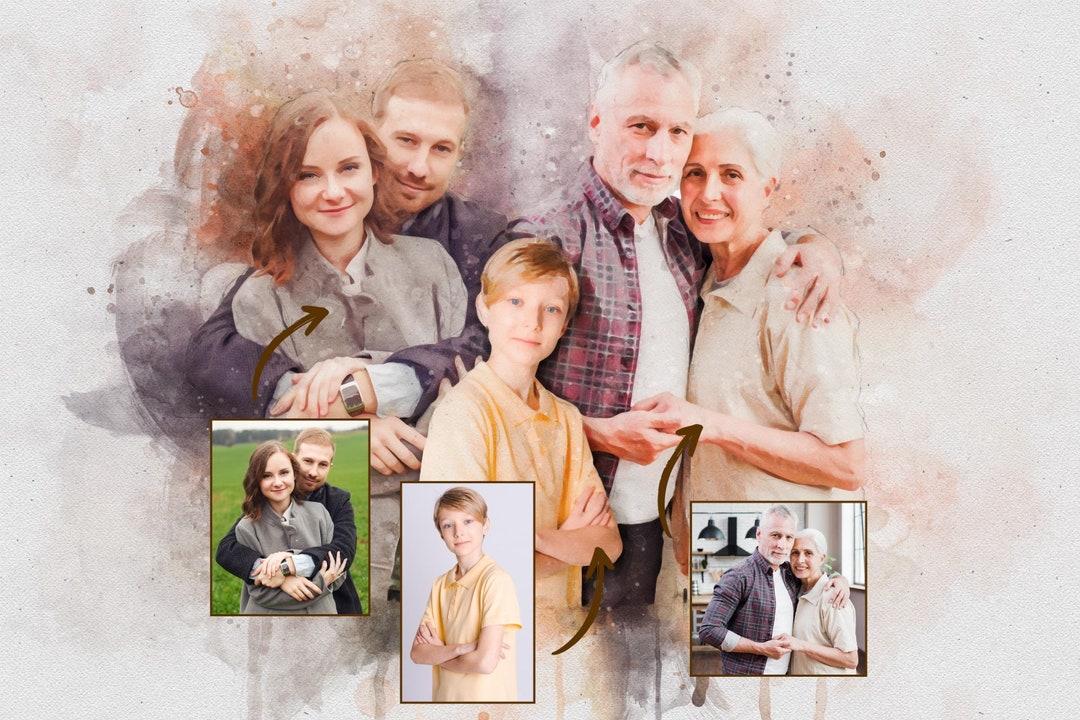 Family Three Generations Combine From Multiple Photos, Loved Ones ...