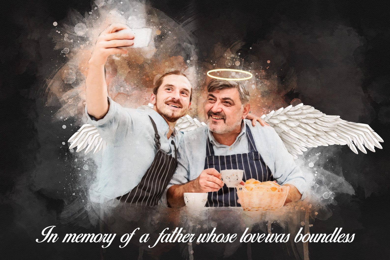 Loss of Father Custom Watercolor Family Portrait From Photo, Dad ...