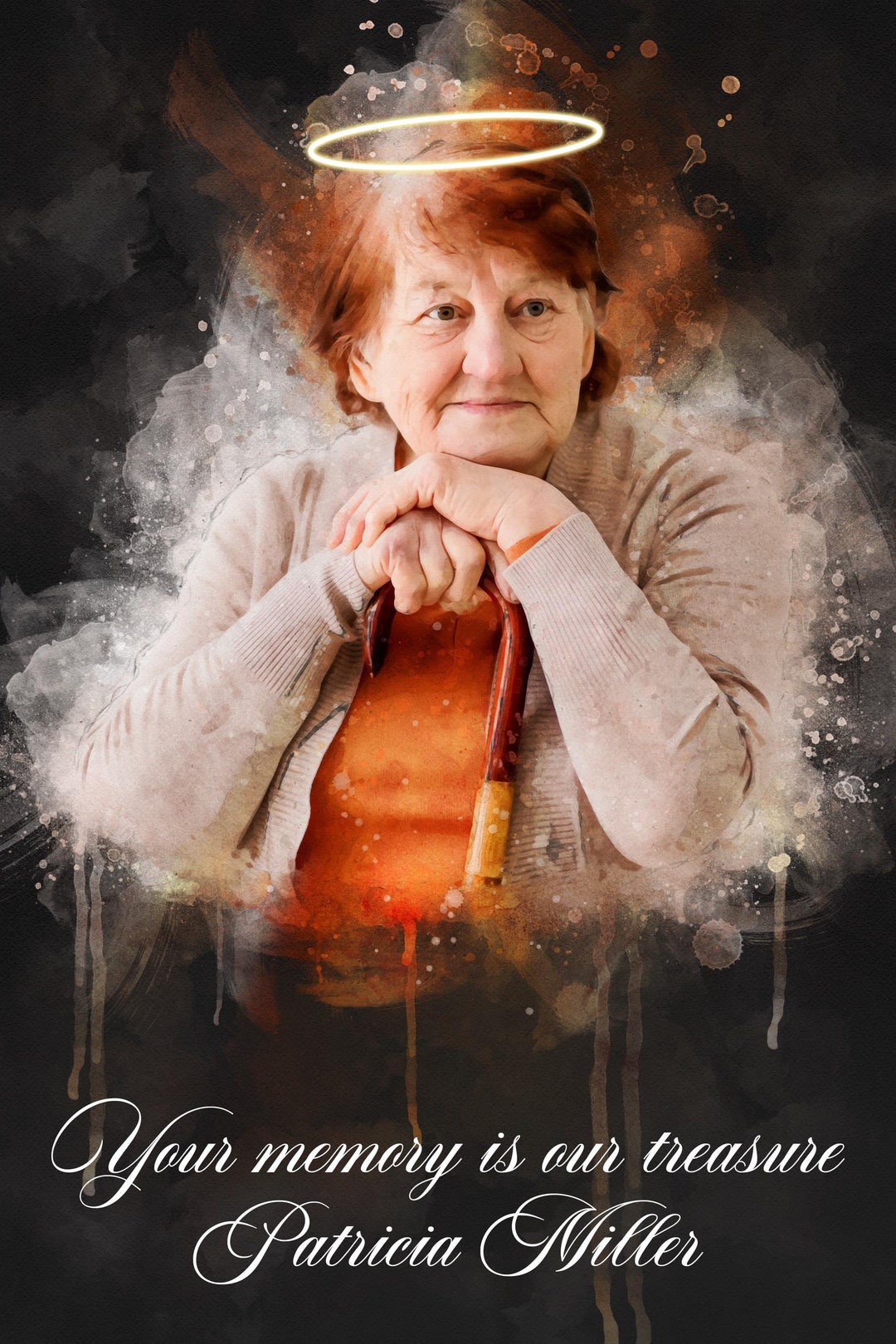 Loss of Grandmother Mother Watercolor Custom Portrait From Photo, in ...