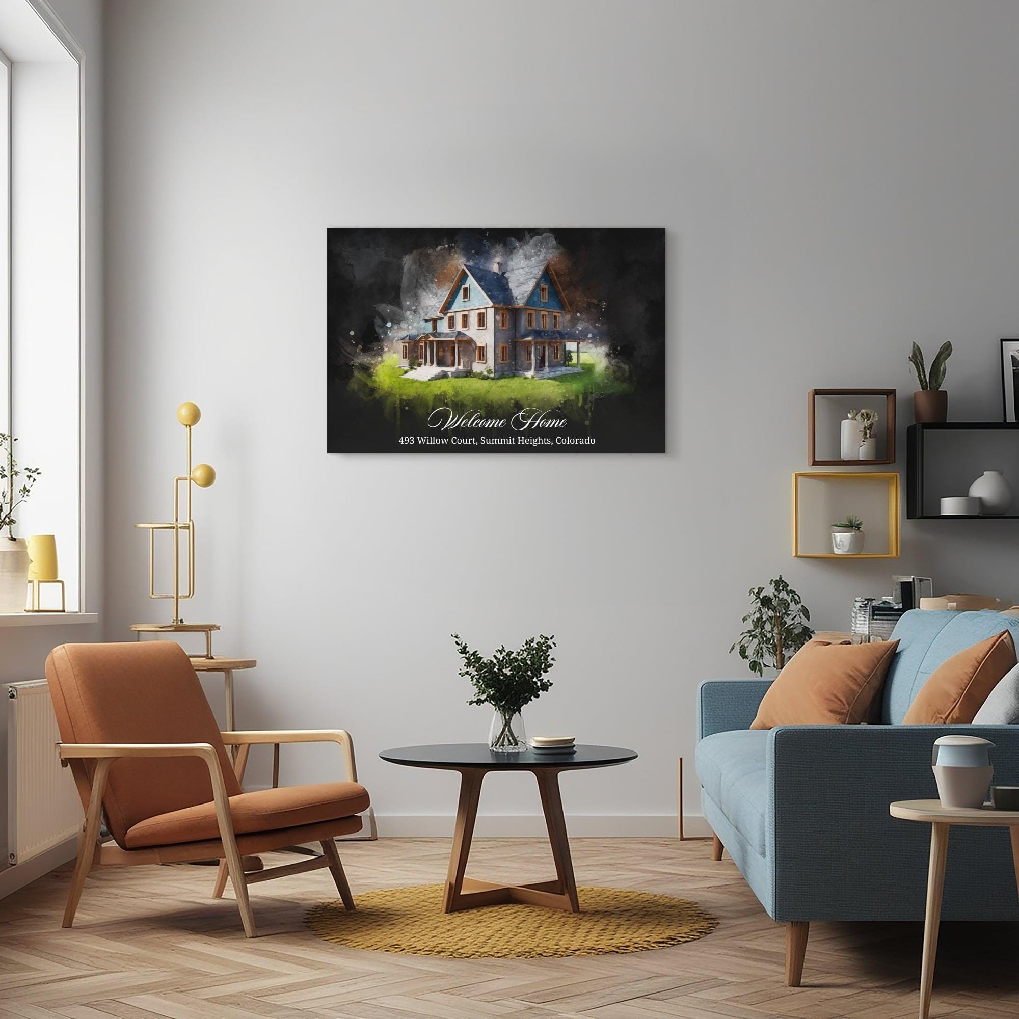 Our First Home Portrait From Photo - House Custom Watercolor Painting ...
