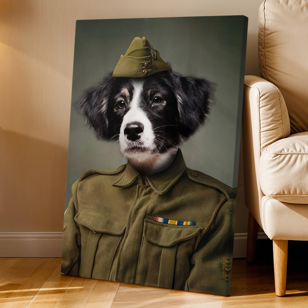 The Soldier - Custom Royal Pet Portrait - Regal General Military Dog ...