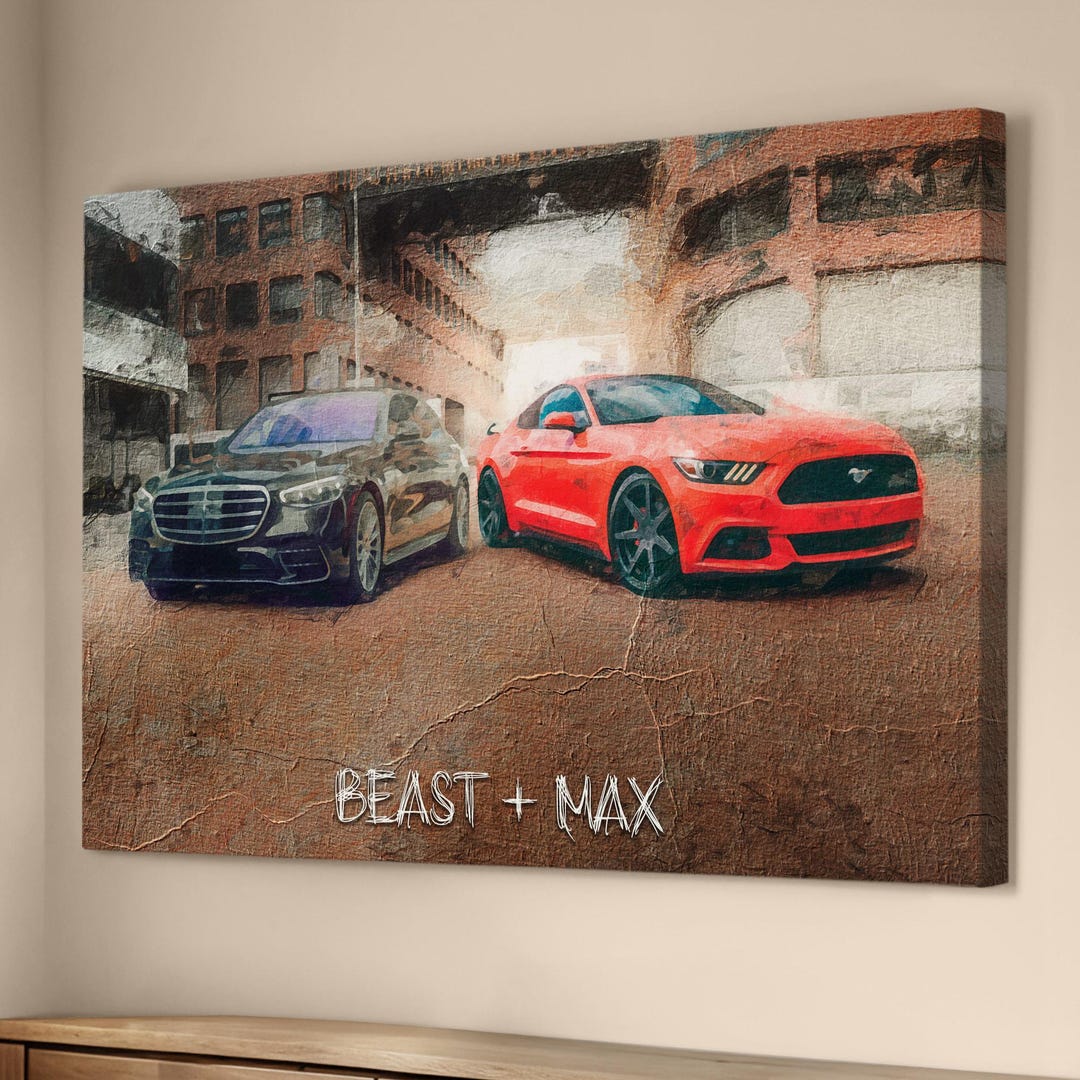 Combine Car From Multiple Photos, Merge Photos Car Custom Oil Painting ...