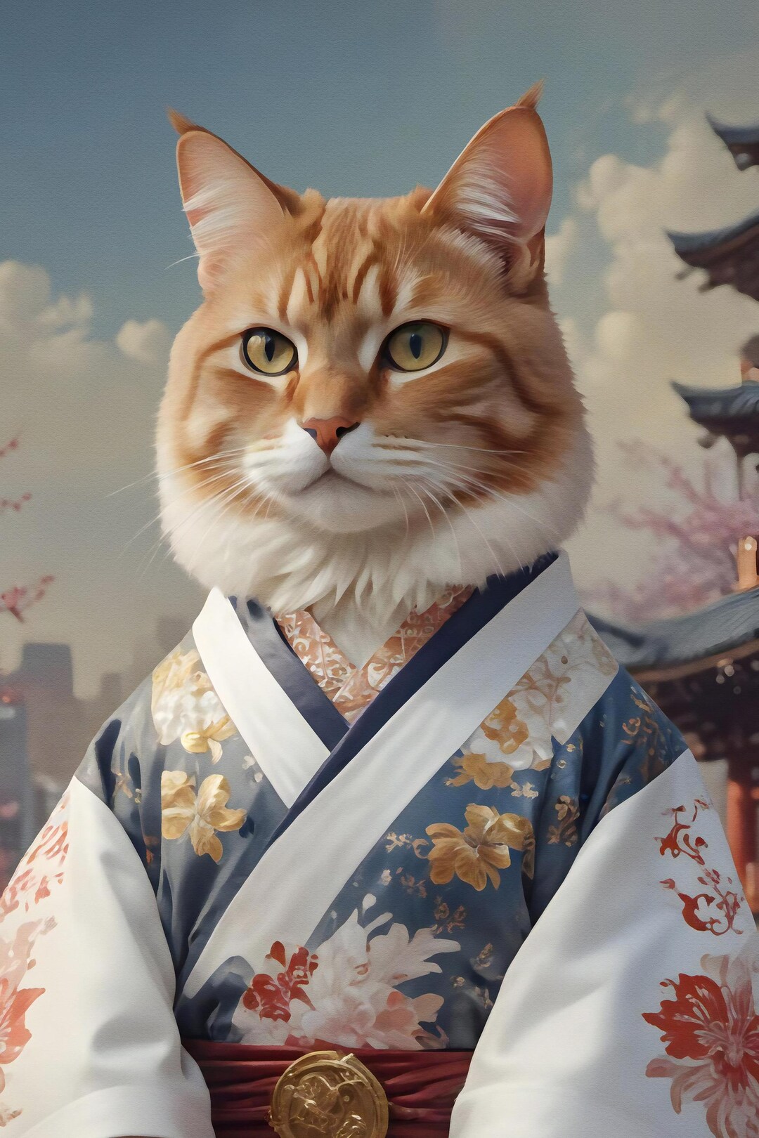 The Japanese Geisha Custom Royal Pet Portrait Funny Pet Gift for Dog ...