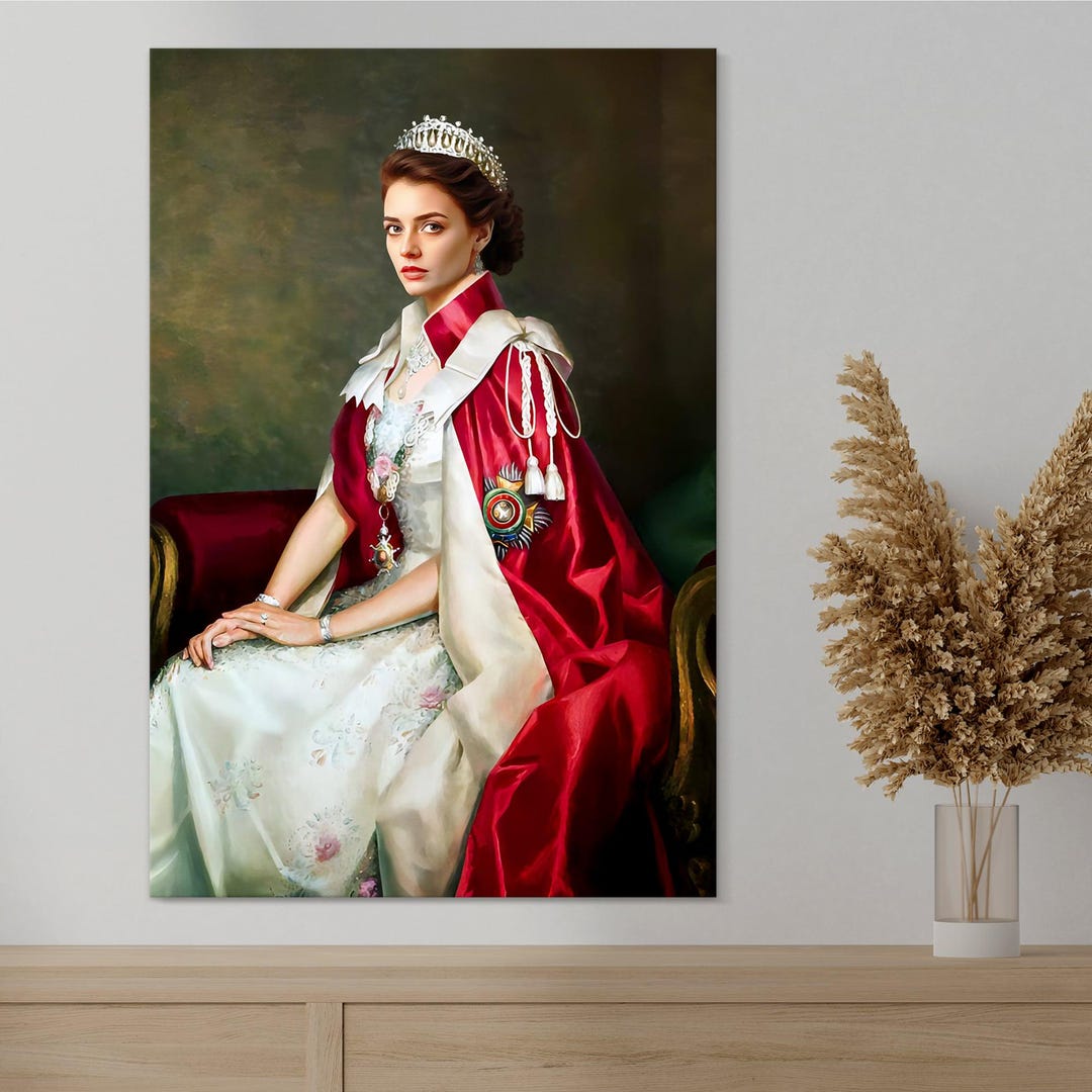 The Queen - Custom Human Portrait From Photo - Stretched Canvas ...