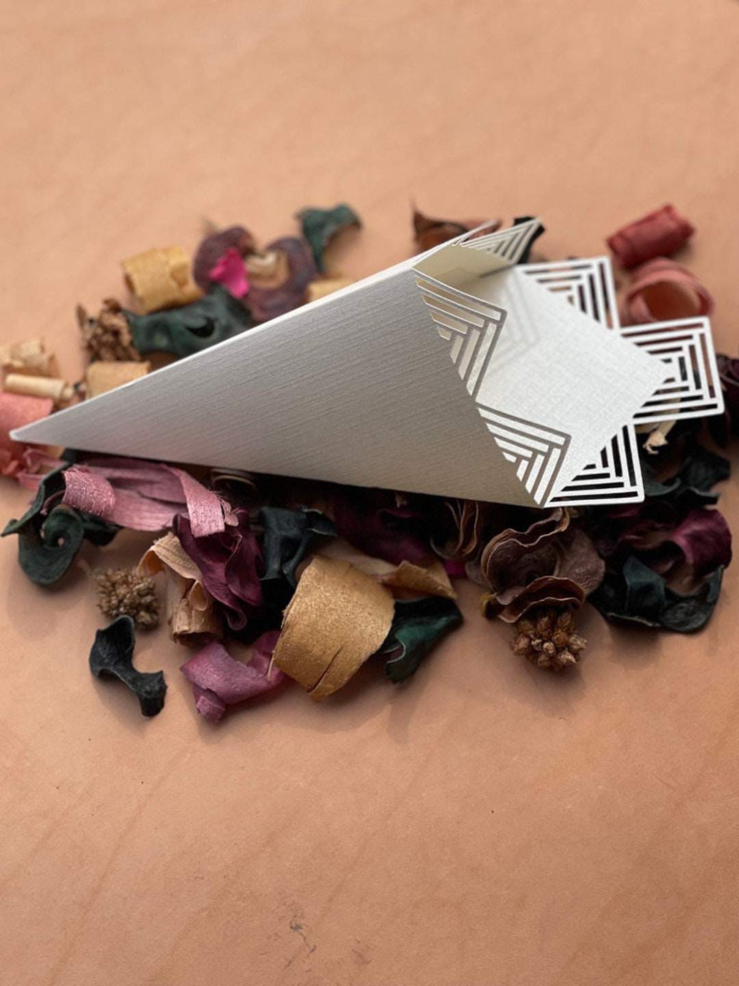 Modern Designer Paper Cone Template for Weddings, Confetti Tossing ...